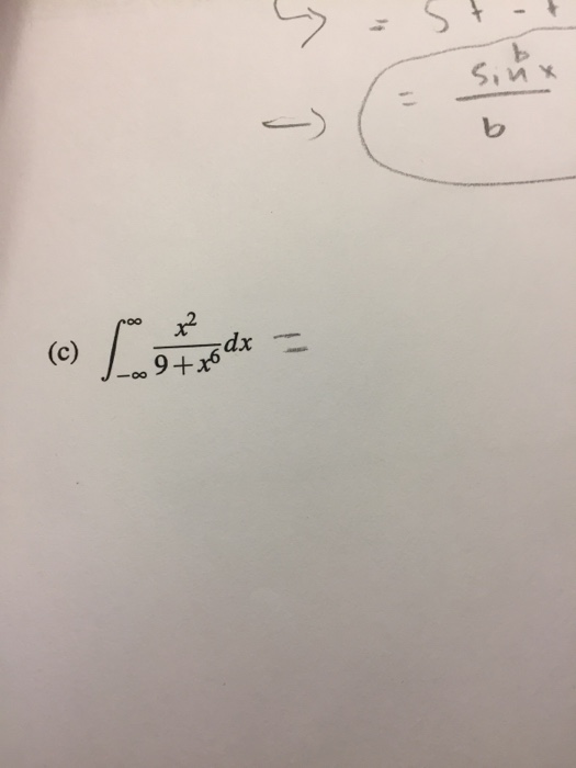 Solved integral^infinity _-infinity x^2/9 + x^6 dx | Chegg.com