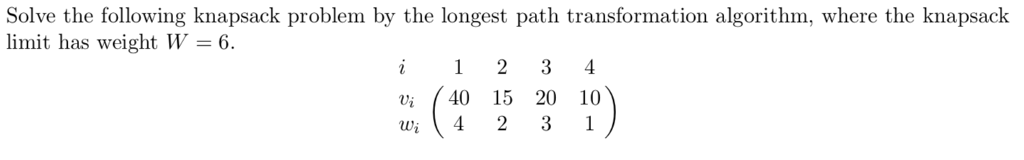 Solved Solve the following knapsack problem by the longest | Chegg.com