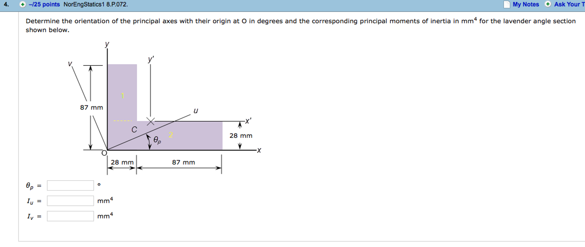 Solved Determine the orientation of the principal axes with | Chegg.com