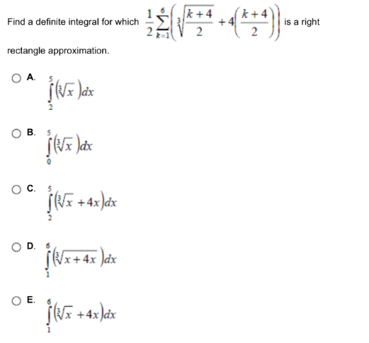Solved Find a definite integral for which 1/2 sigma_k = 1^6 | Chegg.com