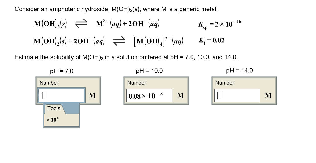Solved Consider an amphoteric hydroxide, M(OH)_2(s), where M | Chegg.com