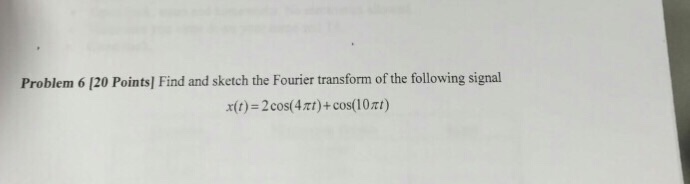 Solved Problem 6 [20 Points] Find and sketch the Fourier | Chegg.com