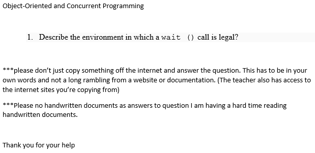 Solved Object Oriented And Concurrent Programming Describe 1000