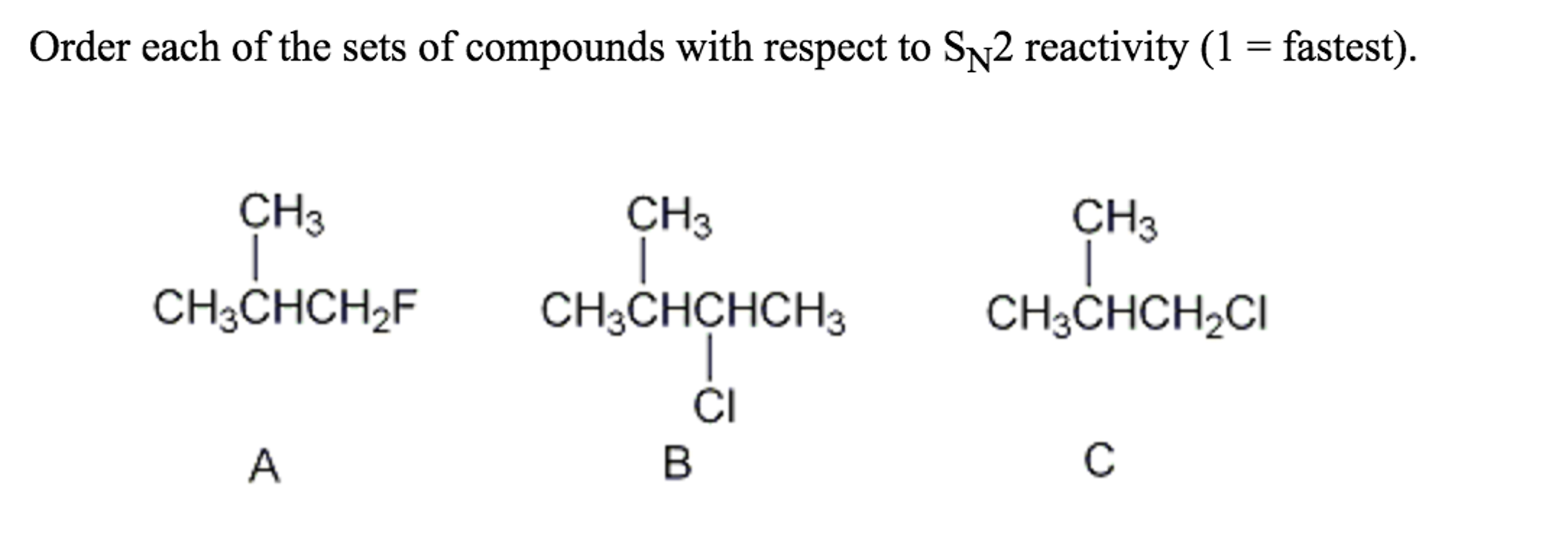 Solved Order each of the sets of compounds with respect to | Chegg.com