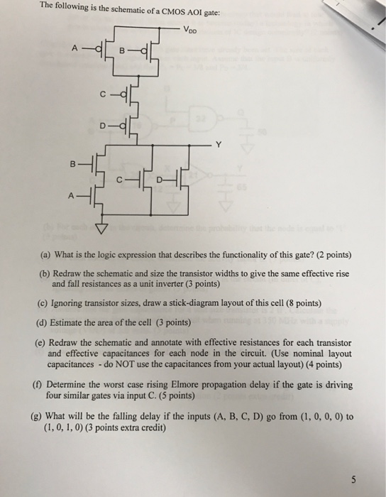 Solved The following is the schematic of a CMOS AOI gate: | Chegg.com