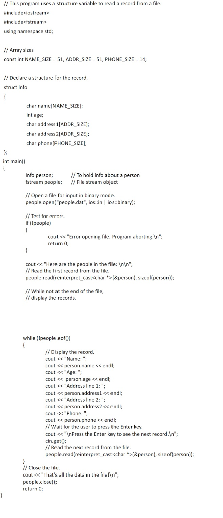 Solved Laboratory12: Files Using Data Structure Write a | Chegg.com