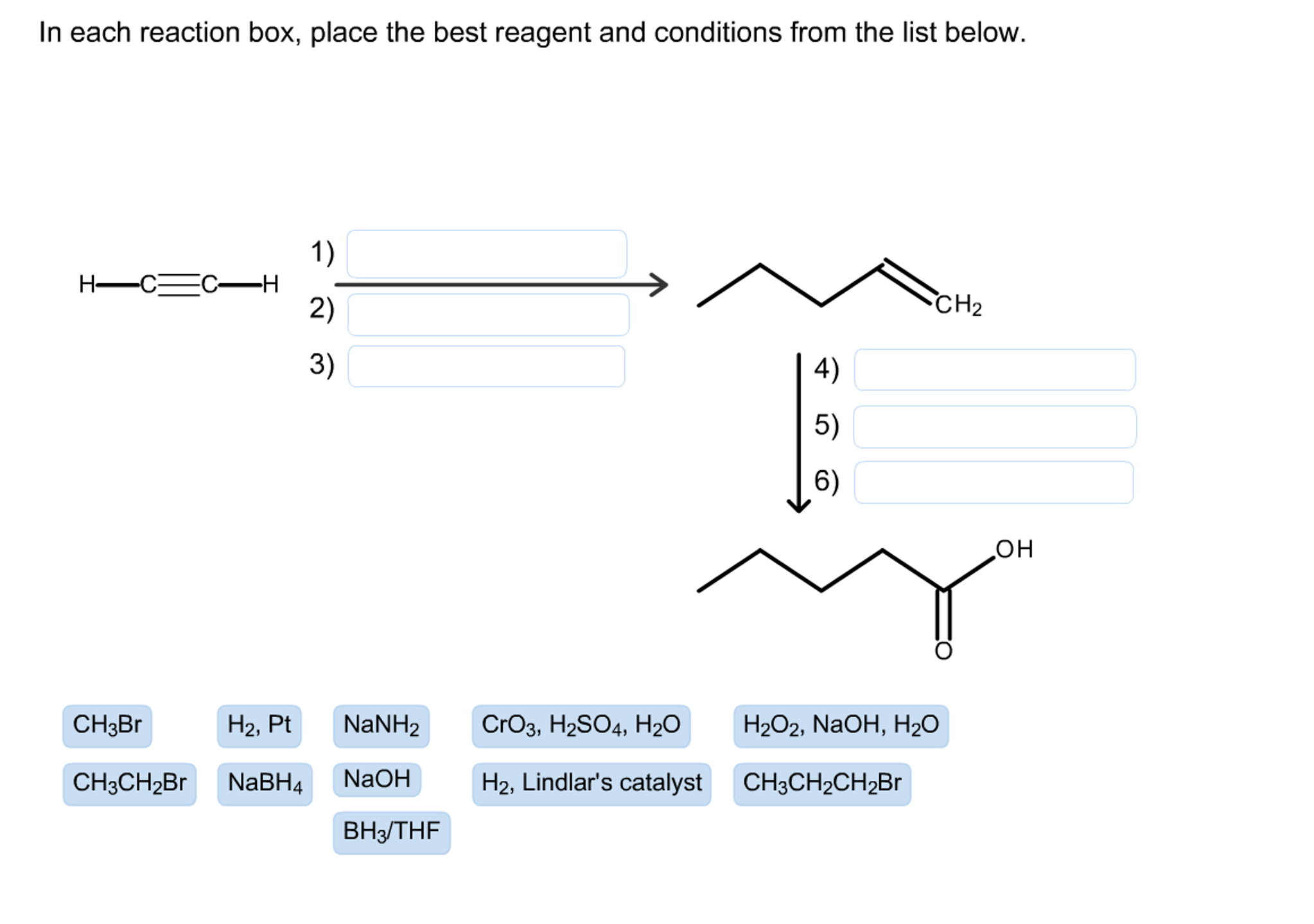 Solved In each reaction box, place the best reagent and | Chegg.com