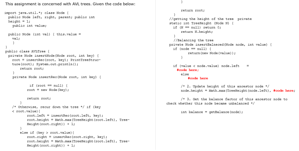 Solved This assignment is concerned with AVL trees. Given | Chegg.com