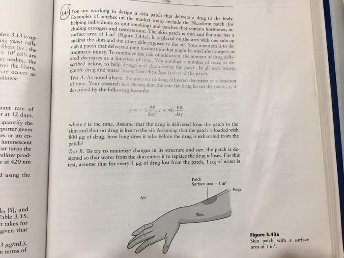 bioengineering fundamentals problem 3.43Please anyone | Chegg.com