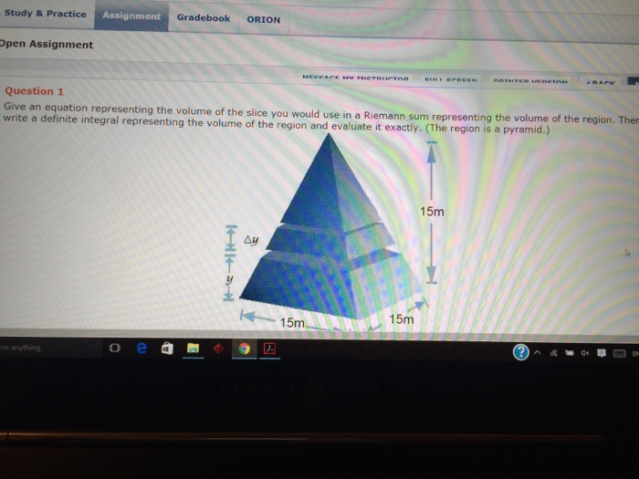 Solved Give An Equation Representing The Volume Of The Slice