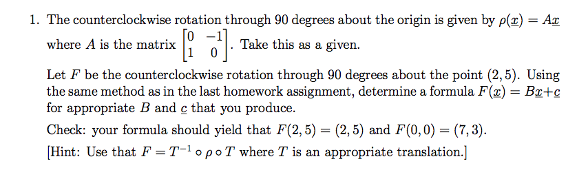 Counterclockwise Rotation 90 Degrees Origin