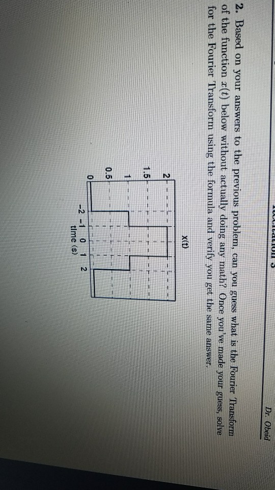 Solved Recitation 3 Dr. Obeid Pre-Problem For the signal | Chegg.com