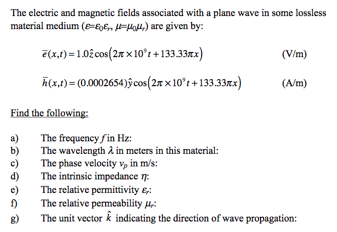 Solved The electric and magnetic fields associated with a | Chegg.com