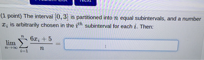 Solved The interval [0,3] is partitioned into n equal | Chegg.com
