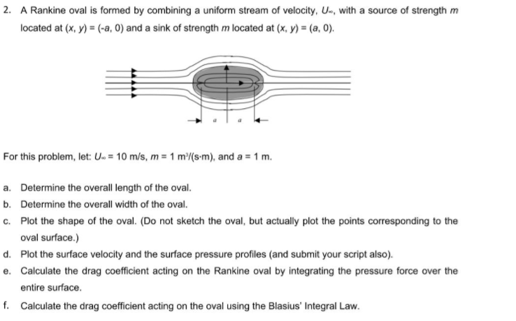 Solved 2. A Rankine oval is formed by combining a uniform | Chegg.com
