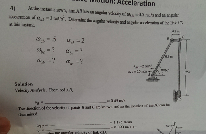 Solved At the instant shown, arm AB has an angular velocity | Chegg.com