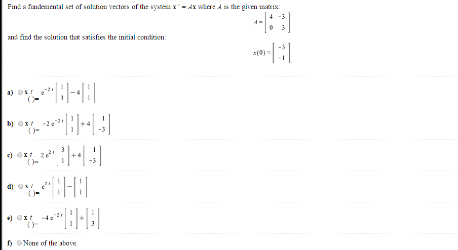 Find a fundamental set of solution vectors of the | Chegg.com