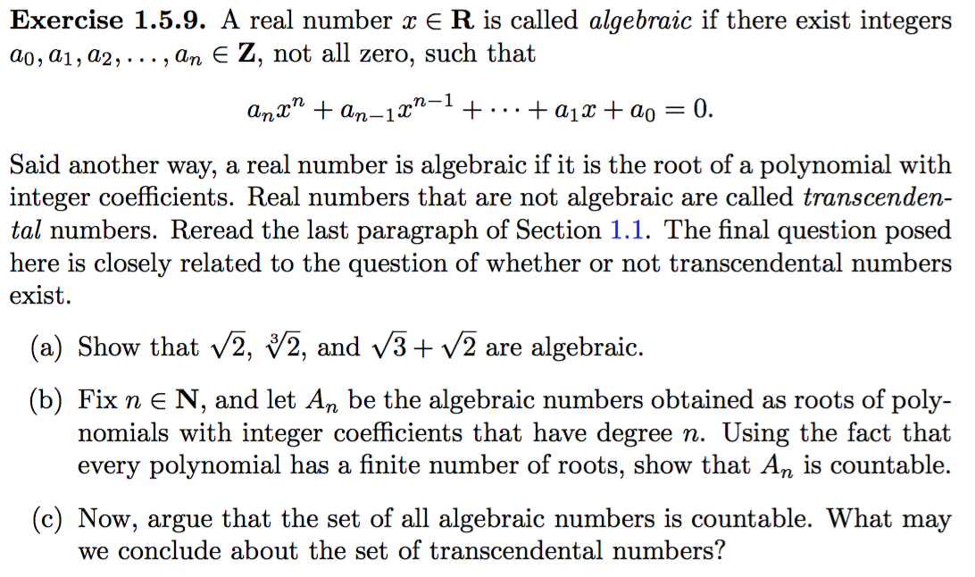 Solved A real number x R is called algebraic if there exist | Chegg.com