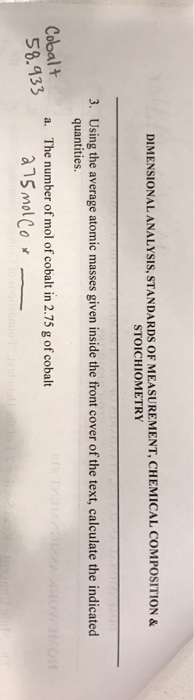 Solved Using the average atomic masses given inside the | Chegg.com