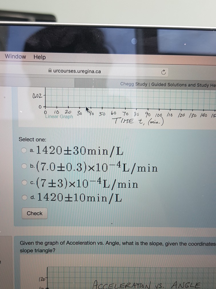 Solved Given the following graph of Volume vs. Time, what is | Chegg.com