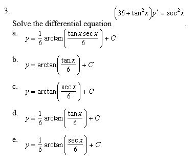 Solved (36 tan^2 x) y'=sec^2 x Solve the differential | Chegg.com