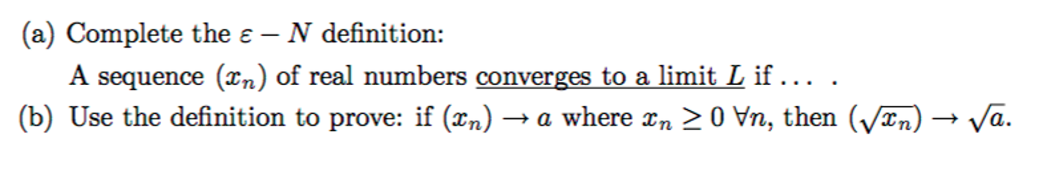 Solved Complete the epsilon - N definition: A sequence | Chegg.com