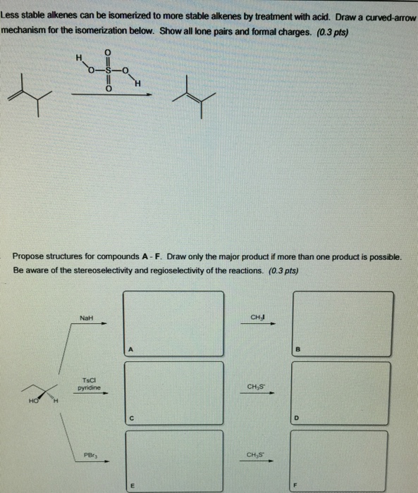 Solved Less stable alkenes can be isomerized to more stable | Chegg.com
