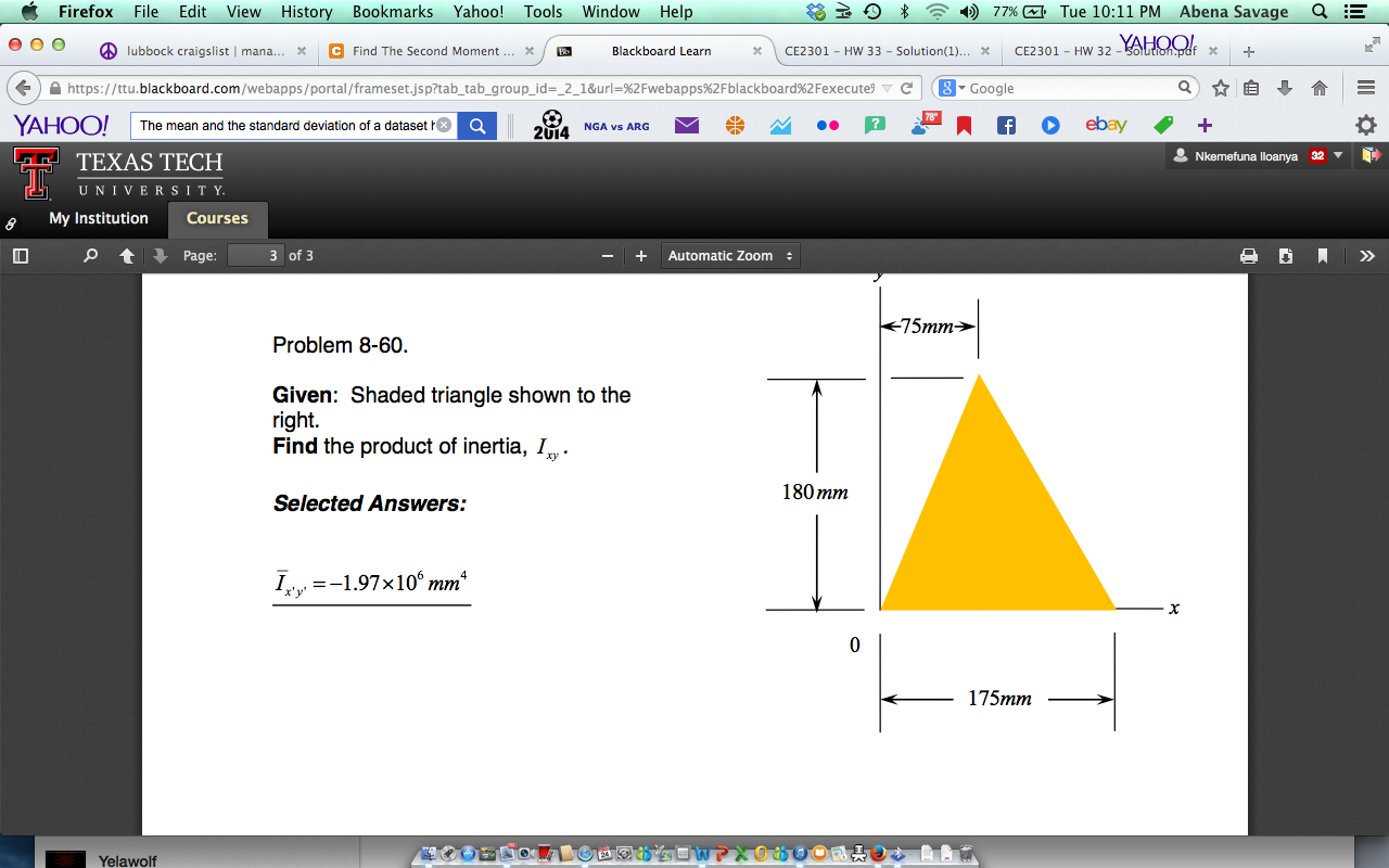 Find the product of inertia Ixy | Chegg.com