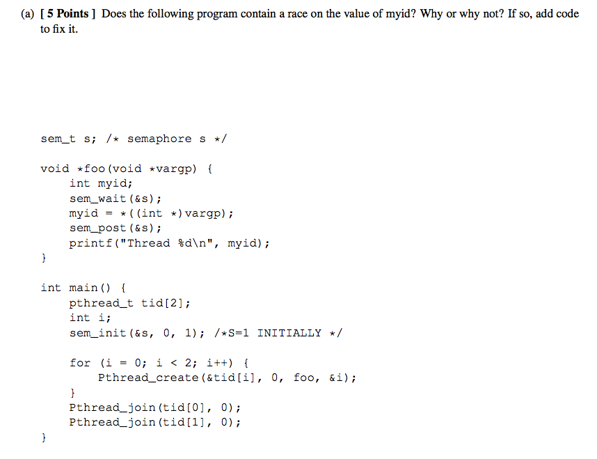 Solved (a) [5 Points ] Does the following program contain a | Chegg.com