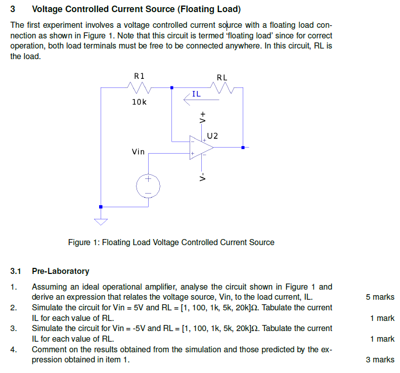 Solved The first experiment involves a voltage controlled | Chegg.com