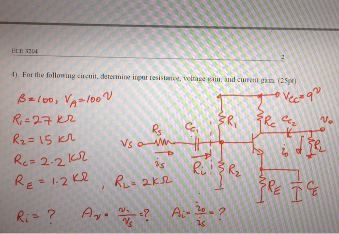 Solved For the following circuit, determine input | Chegg.com