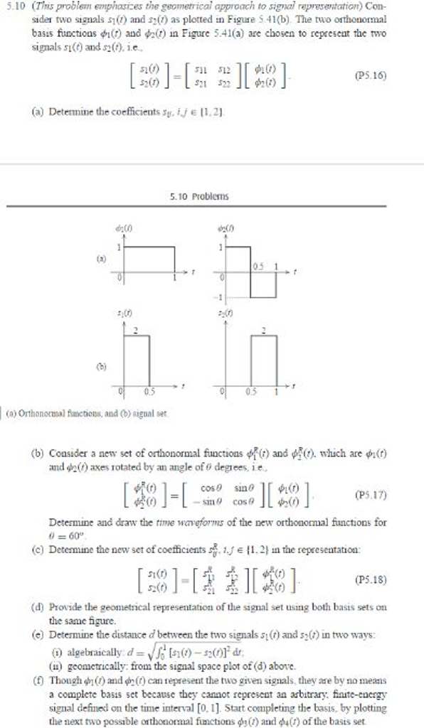 Consider two signals s1(t) and s2(t) | Chegg.com