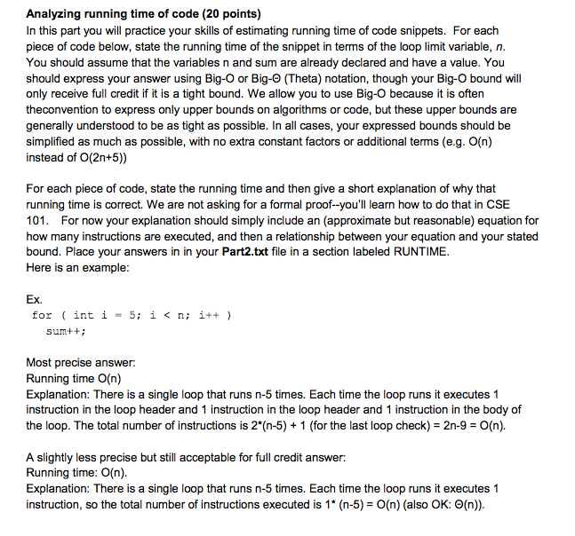 Solved simply just state the running time in big O notation. | Chegg.com