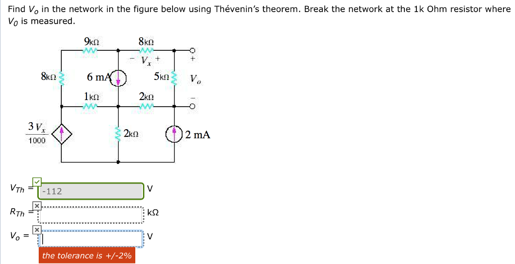 Solved Find Vo in the network in the figure below using | Chegg.com