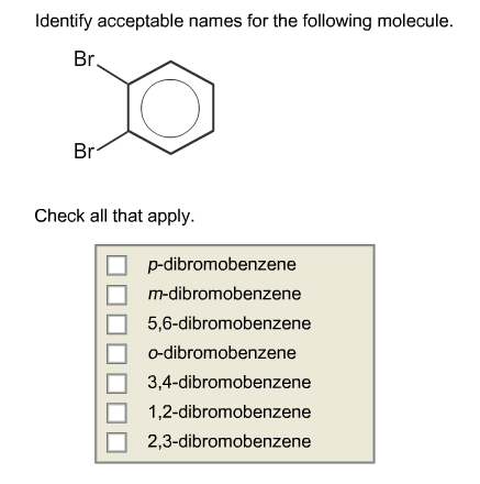 Solved Identify acceptable names for the following molecule. | Chegg.com