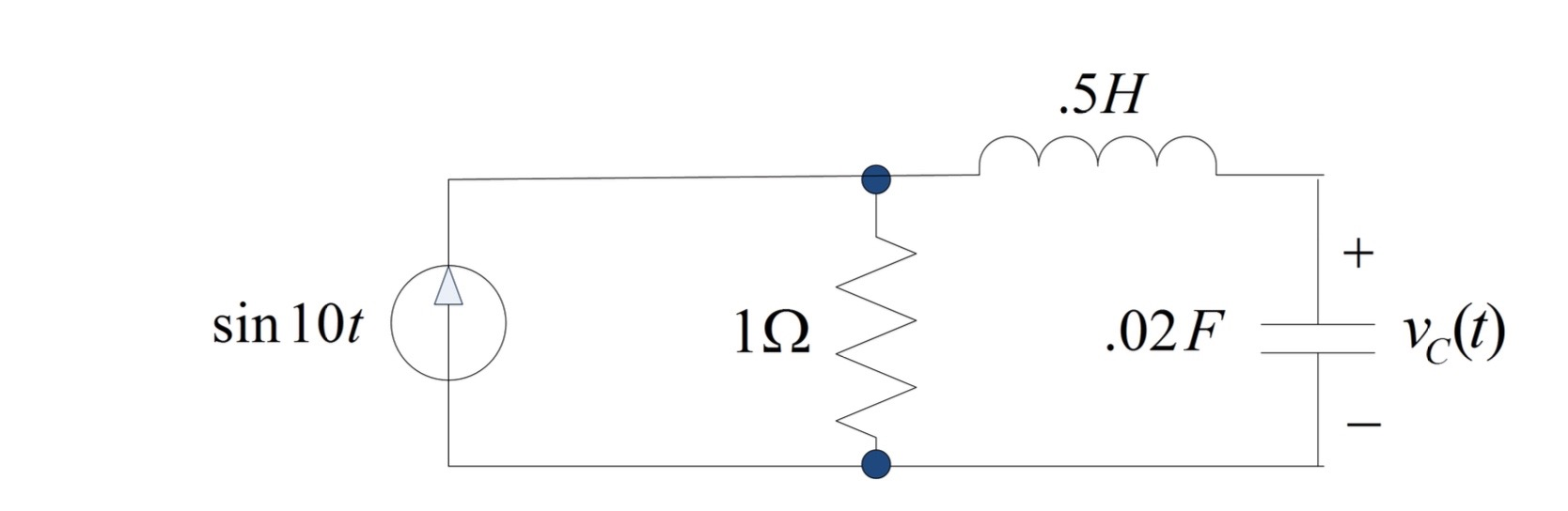 Solved .5H sin 10 T 1Ω | Chegg.com
