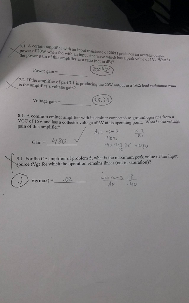 Solved A certain amplifier with an input resistance of 20k | Chegg.com