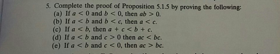 Solved Complete the proof of Proposition 5.1.5 by proving | Chegg.com