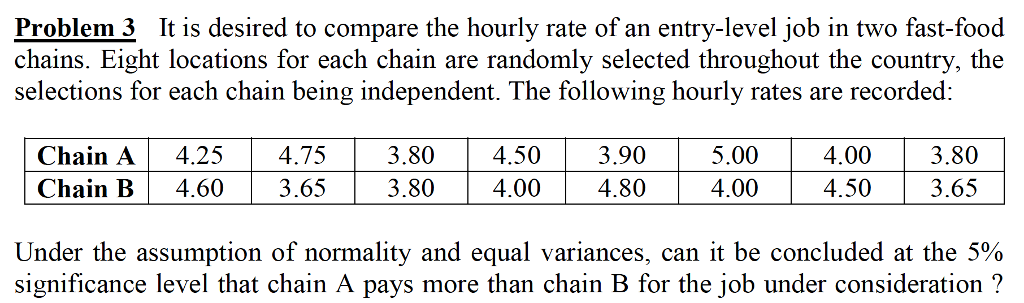 Solved It is desired to compare the hourly rate of an | Chegg.com