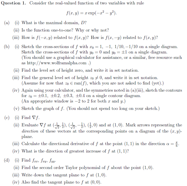 Solved Consider the real-valued function of two variables | Chegg.com