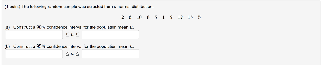 Solved The following random sample was selected from a | Chegg.com