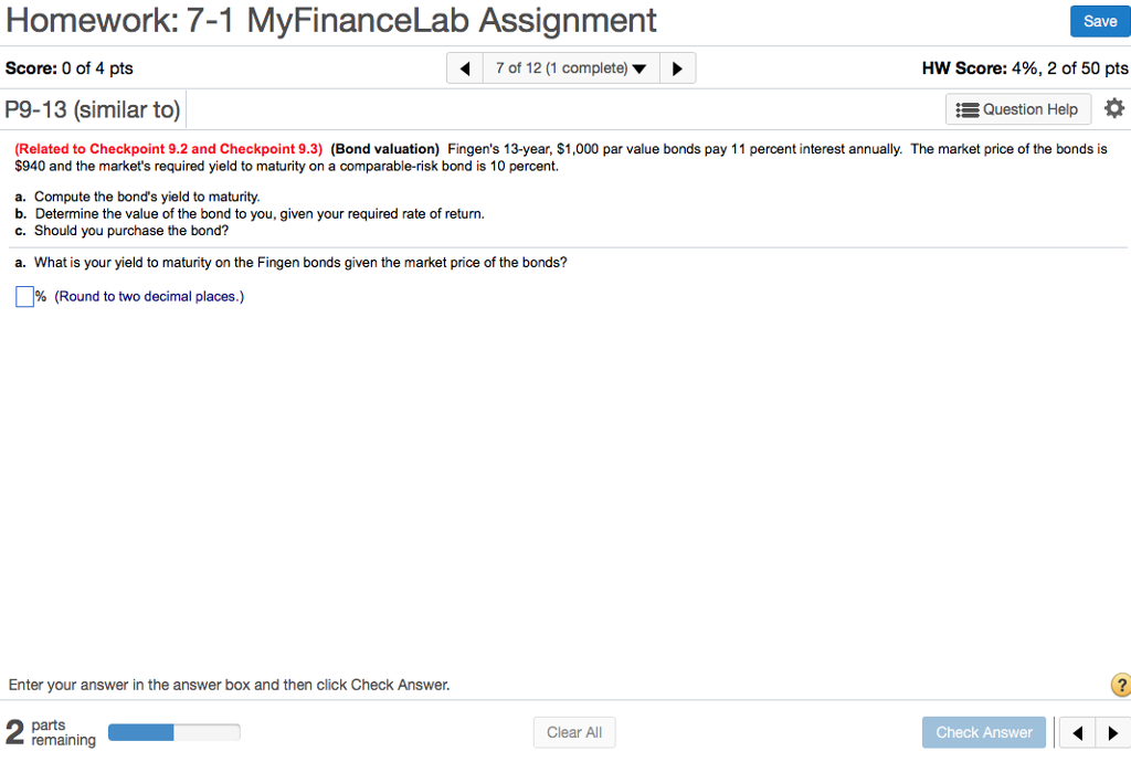 Solved Homework 7 1 Myfinancelab Assignment Save Score 0