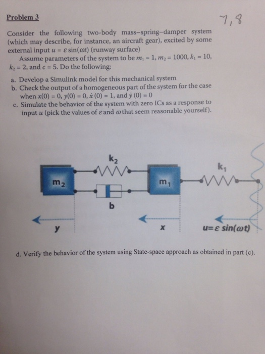 Consider the following two-body mass-spring-damper | Chegg.com