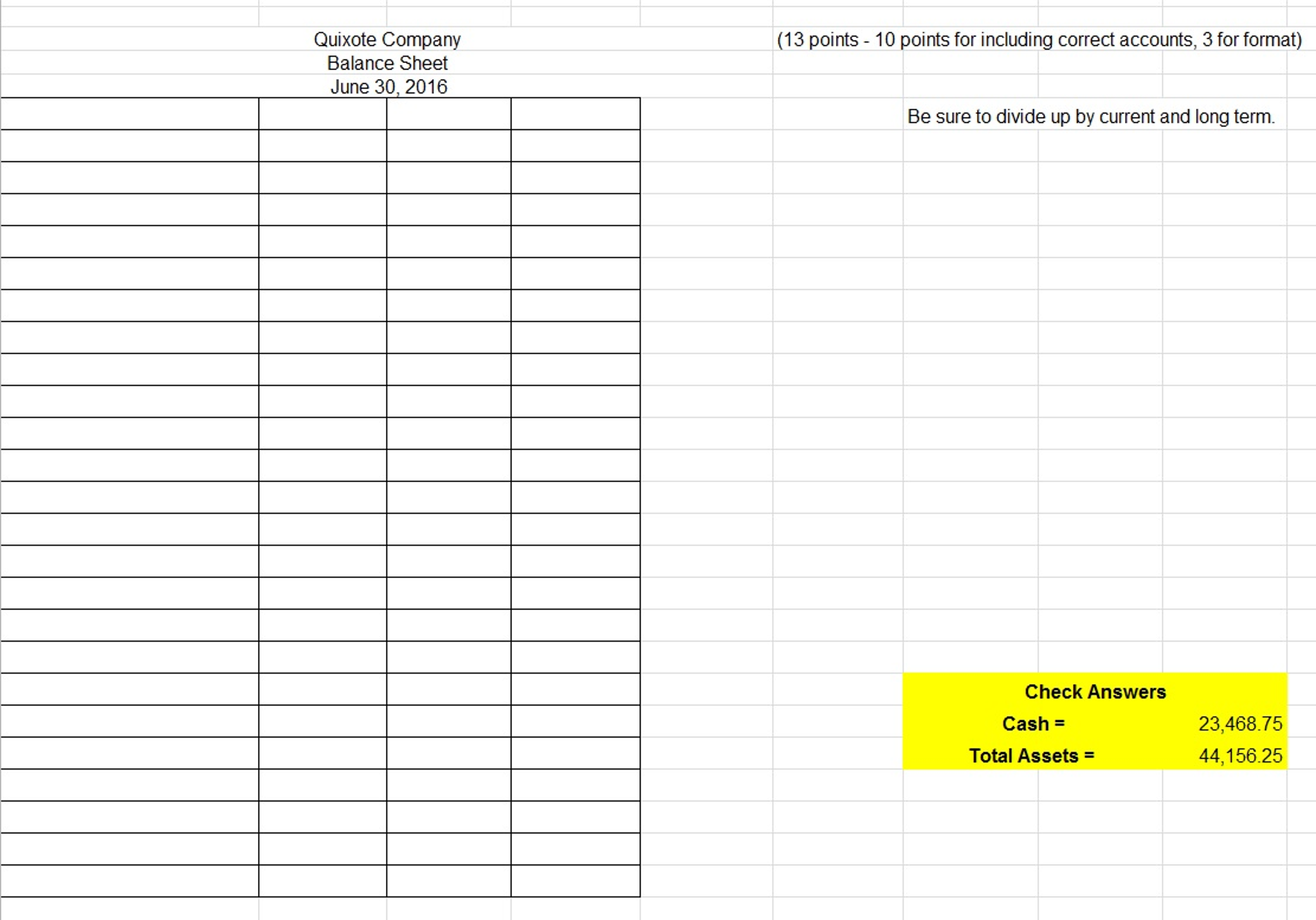 Solved Quixote Company Worksheet For year ended June 30, | Chegg.com