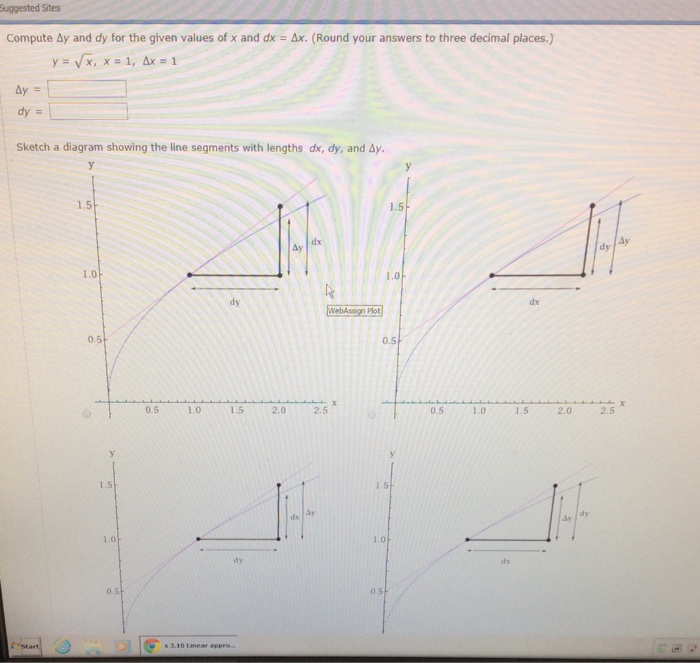 Solved Compute delta-y and dy for the given values of x and | Chegg.com