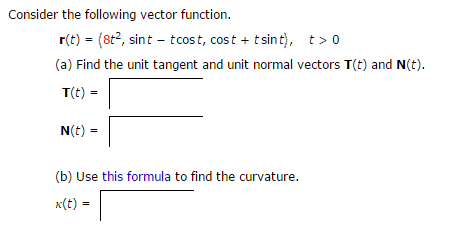 Solved Consider the following vector function. r(t) = (8t^2, | Chegg.com