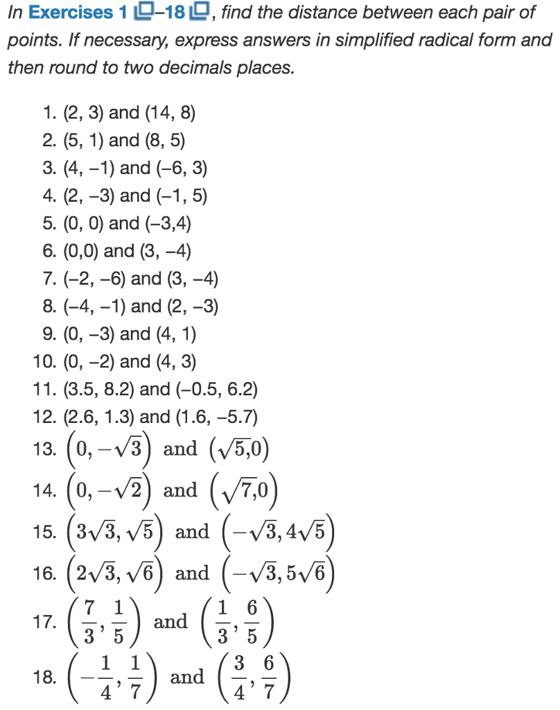 Solved In Exercises 1 L-18 LL, find the distance between | Chegg.com