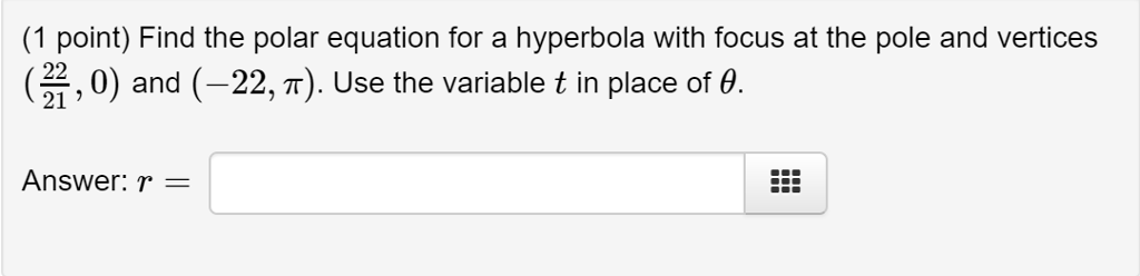 Solved Find the polar equation for a hyperbola with focus at | Chegg.com