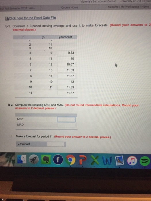 Solved Construct a 3- period moving average and use it to | Chegg.com