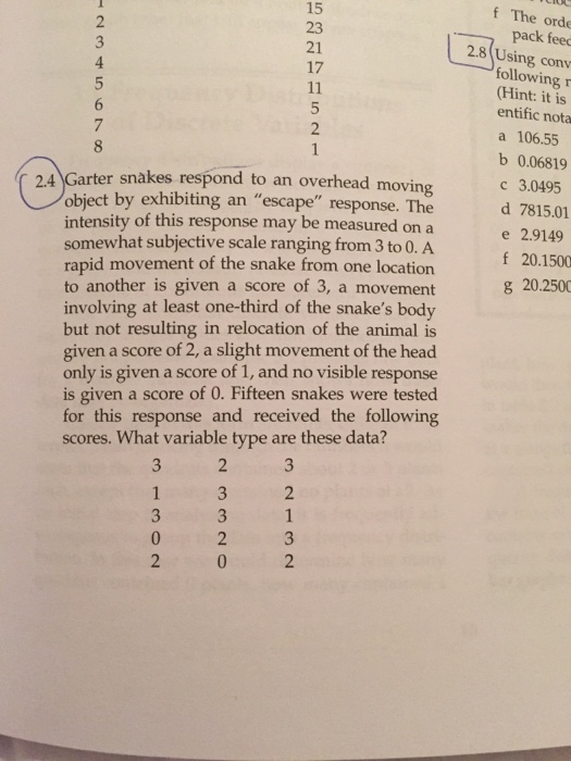 Solved Garter snakes respond to an overhead moving object by | Chegg.com